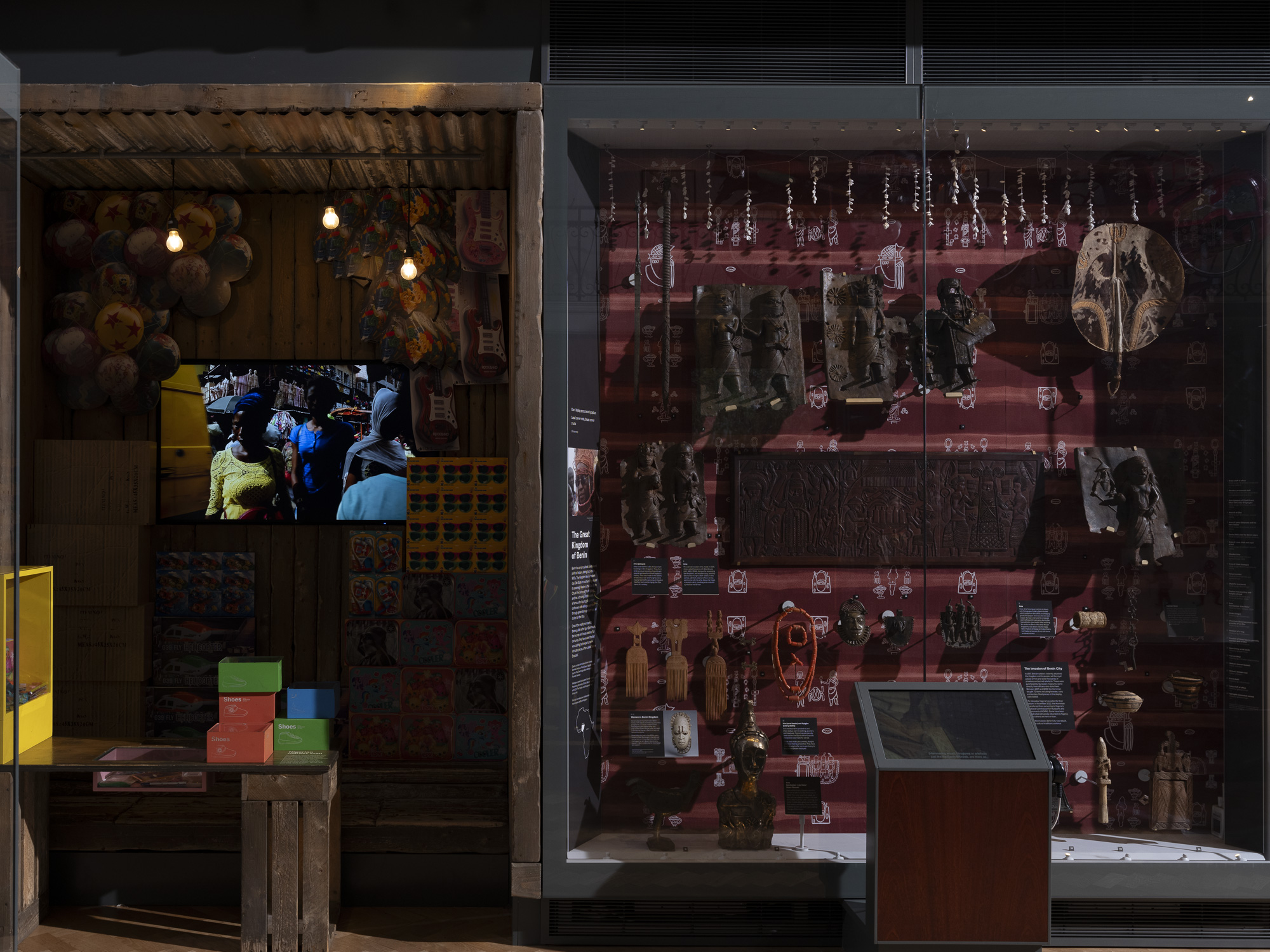 Benin Kingdom display: behind the case - Horniman Museum and Gardens